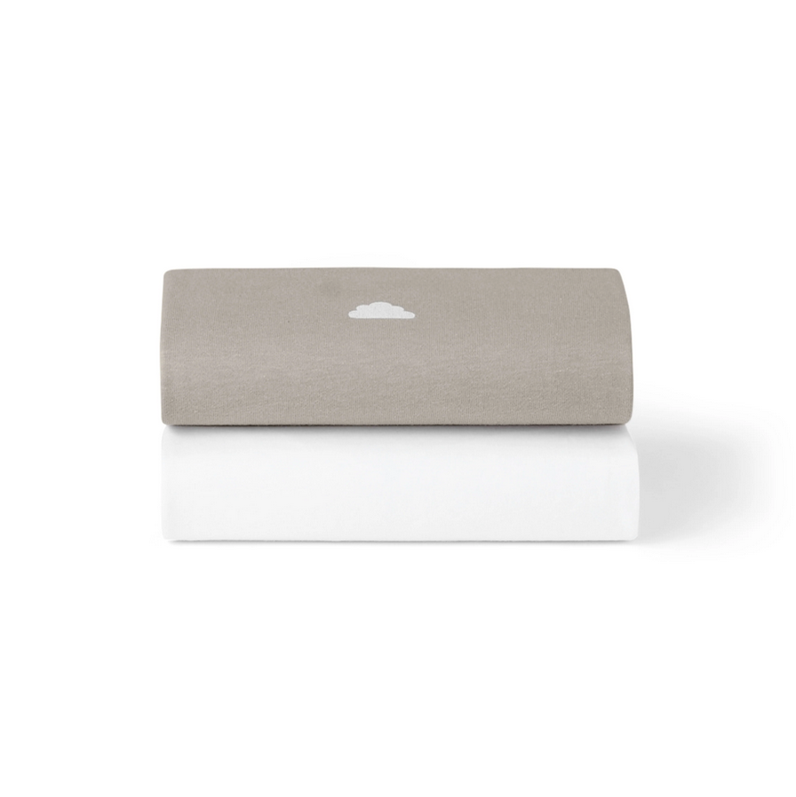 Snuz Bassinet 2 Pack Fitted Sheets - Gray Cloud | Traveling Tikes
